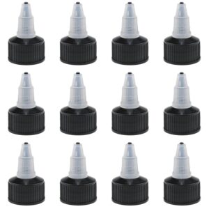 aylifu 12 pcs 28/410 natural twist top caps black twist bottle caps squeeze bottle replacement twist caps suitable for extrusion bottles, replacement caps, cosmetics bottles, crafts bottles