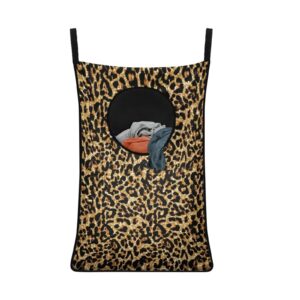 mintulipy over the door hanging laundry bag with zipper leopard printed hanging laundry hamper bag best choice for holding dirty clothes and saving space