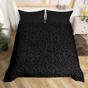 manfei african cheetah wildlife bedding set king size black wild animal skin duvet cover for teens adults leopard print comforter cover decorative room with 2 pillowcases