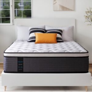 queen rose queen size mattress, 12 inch hybrid mattress in a box, cooling gel memory foam & individually pocket innerspring, medium firm queen bed, certipur-us certified & fiberglass free