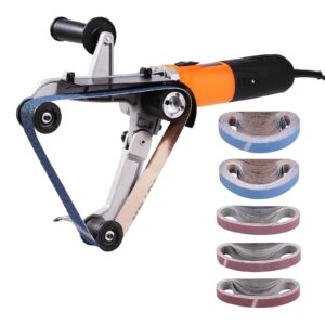 vevor pipe tube polisher sander, 1000w pipe belt sander with 6 variable speeds 1100-3200rpm, professional belt sander grinding machine with 100pcs sanding belts for burnishing finishing rust removal