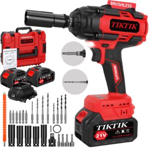 850nm(650 ft-lbs) cordless impact gun,1/2" power impact wrenches,3300rpm high torque impact gun w/2 x 4.0ah battery,5 sockets,8 drill,6 screws,21v brushless electric impact wrench set for car tire