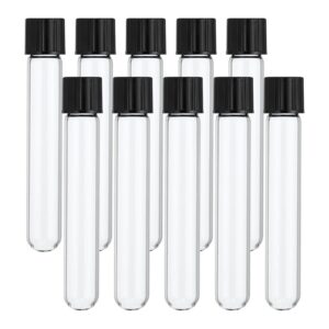 patikil 10ml test tubes, 20pcs 3.94x0.63in glass clear round bottom test tube containers with plastic cap for bead party candy bath salt storage scientific experiment plant propagation