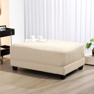 bumblr corduroy ottoman for modular sectional sofa, modern movable ottoman footrest for living room, bedroom and office, beige