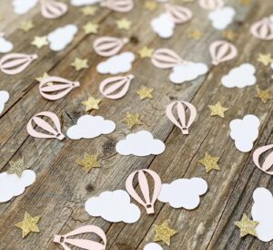 100pcs wedding table confetti, bridal shower decorations bride to be confetti glittering hot air balloon confetti,engagement party table scatter