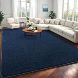 litopyo large modern area rugs for bedroom livng room, 6x9 feet navy blue memory foam indoor carpets, machine washable rugs minimalist low pile rug for kids room nursery home decor, blue