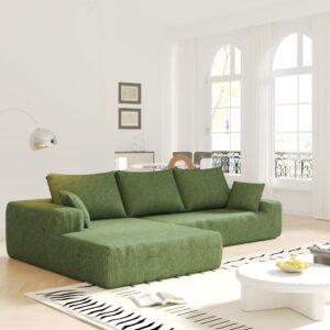 urento compression l-shape modern couches, modular sectional sofa couches for living room,chenille corduroy couches 2 pc free combination furniture sets (green)