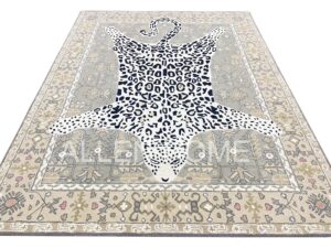 allen home wool area rug | leopard rug rust | traditional decorative carpet | area rugs suitable for bedroom, living & dining room | 100% wool | 100% cotton backing | octavia natural (5'x8')