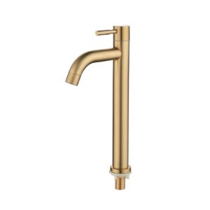 Golden Bathroom Basin Single Hole Cold Handle Shower Head Faucet Bath for Kitchen Sink Water Tap SUS304 Toilet Hardware (Color : Short)