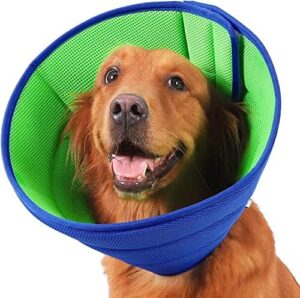 soft dog cone recovery collars & cones after surgery for medium large dogs, comfy ecollars to stop licking, adjustable, dog ecollars for recovery plastic: superior support fabric: soft comfort