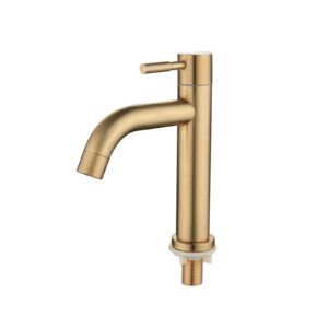 golden bathroom basin single hole cold handle shower head faucet bath for kitchen sink water tap sus304 toilet hardware (color : short)