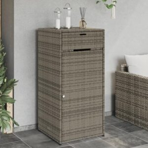 gecheer patio storage cabinet outdoor garden storage organizers gray 21.7"x21.7"x43.7" poly rattan 0223078c 0224078c