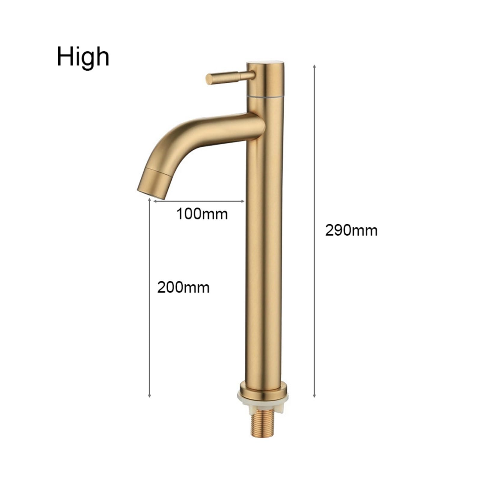 Golden Bathroom Basin Single Hole Cold Handle Shower Head Faucet Bath for Kitchen Sink Water Tap SUS304 Toilet Hardware (Color : Short)