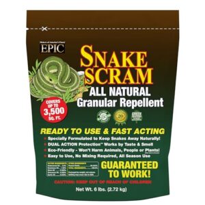 snake scram all natural granular repellent - all-natural, animal, people and pet safe granule from epic repellents (6 lb)