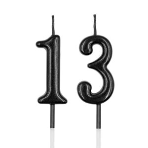 13th & 31st birthday candles, black number 13 31 candle for cake, happy birthday cake topper decoration for birthday anniversary celebration party supplies