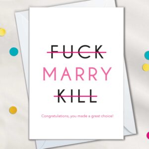 The Cardtel Funny Wedding Card for Couples Friends, Humor Congratulations Card For Newly Married or Engaged Couple, Wedding Gift For Bride, F Marry Kill Engagement Card For Newlyweds (F Marry K*ll)