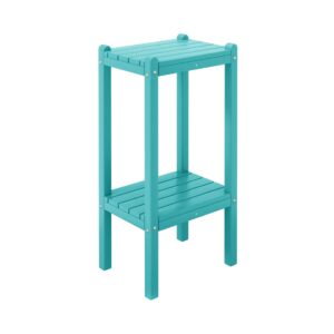 costaelm outdoor side table, 2-tier small patio coffee tables for outside, outdoor end tables for patio, adirondack side table for outside, outside table for pool, porch, garden, turquoise