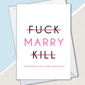 The Cardtel Funny Wedding Card for Couples Friends, Humor Congratulations Card For Newly Married or Engaged Couple, Wedding Gift For Bride, F Marry Kill Engagement Card For Newlyweds (F Marry K*ll)