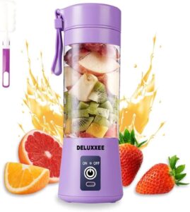 portable blender,personal blender for shakes and smoothies,personal size blenders with usb rechargeable mini fruit juice mixer, mini juicer smoothie blender bottles travel 380ml (purple, 380 ml)