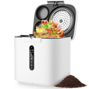 4l larger capacity electric kitchen composter,smart compost bin indoor/outdoor,countertop compost machine with smart led display,odorless/auto-cleaning,turn food waste into fertilizer for garden