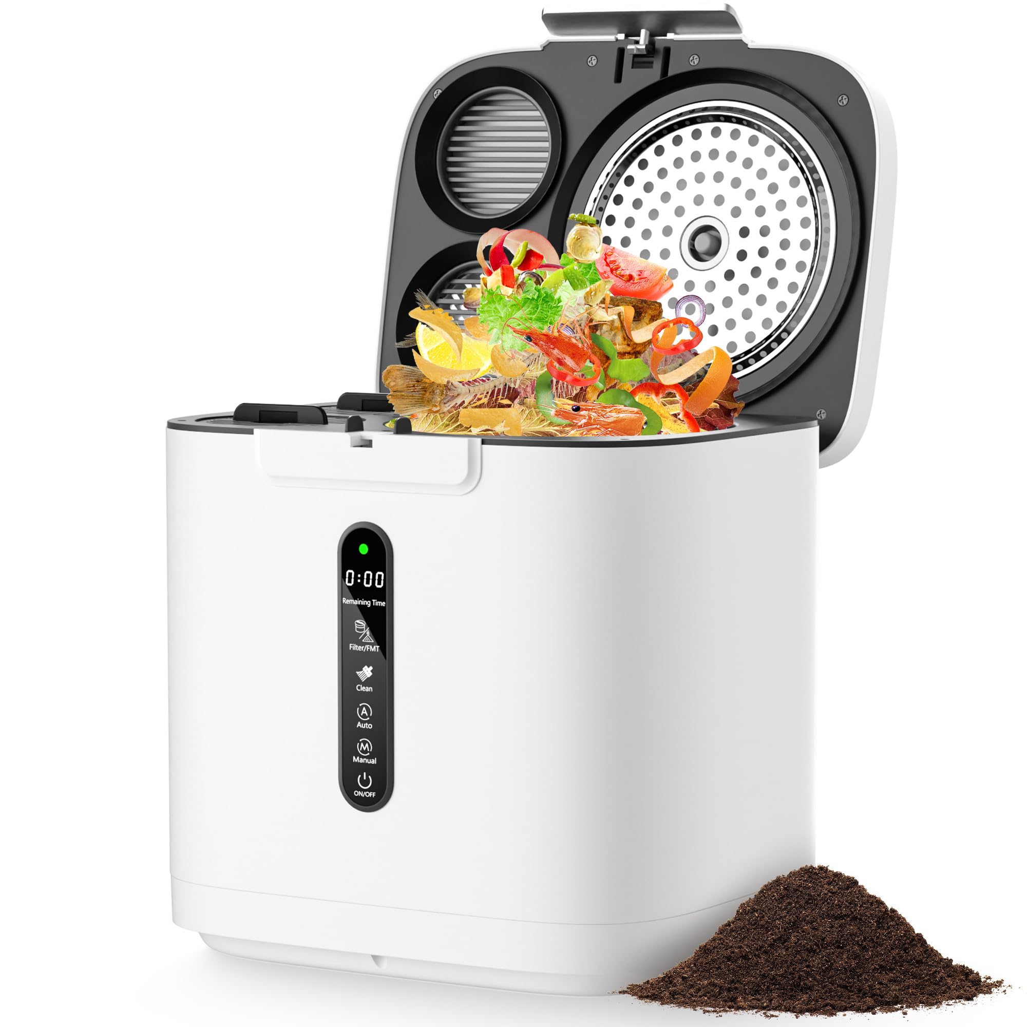 4L Larger Capacity Electric Kitchen Composter,Smart Compost Bin Indoor/Outdoor,Countertop Compost Machine with Smart LED Display,Odorless/Auto-Cleaning,Turn Food Waste into Fertilizer for Garden