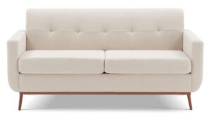 weture 65" loveseat sofa, mid century modern love seat couches for living room, comfy upholstered sofa couch for bedroom, tufted design 2 seater love seat sofa for small spaces (linen-beige cream)