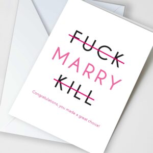 The Cardtel Funny Wedding Card for Couples Friends, Humor Congratulations Card For Newly Married or Engaged Couple, Wedding Gift For Bride, F Marry Kill Engagement Card For Newlyweds (F Marry K*ll)