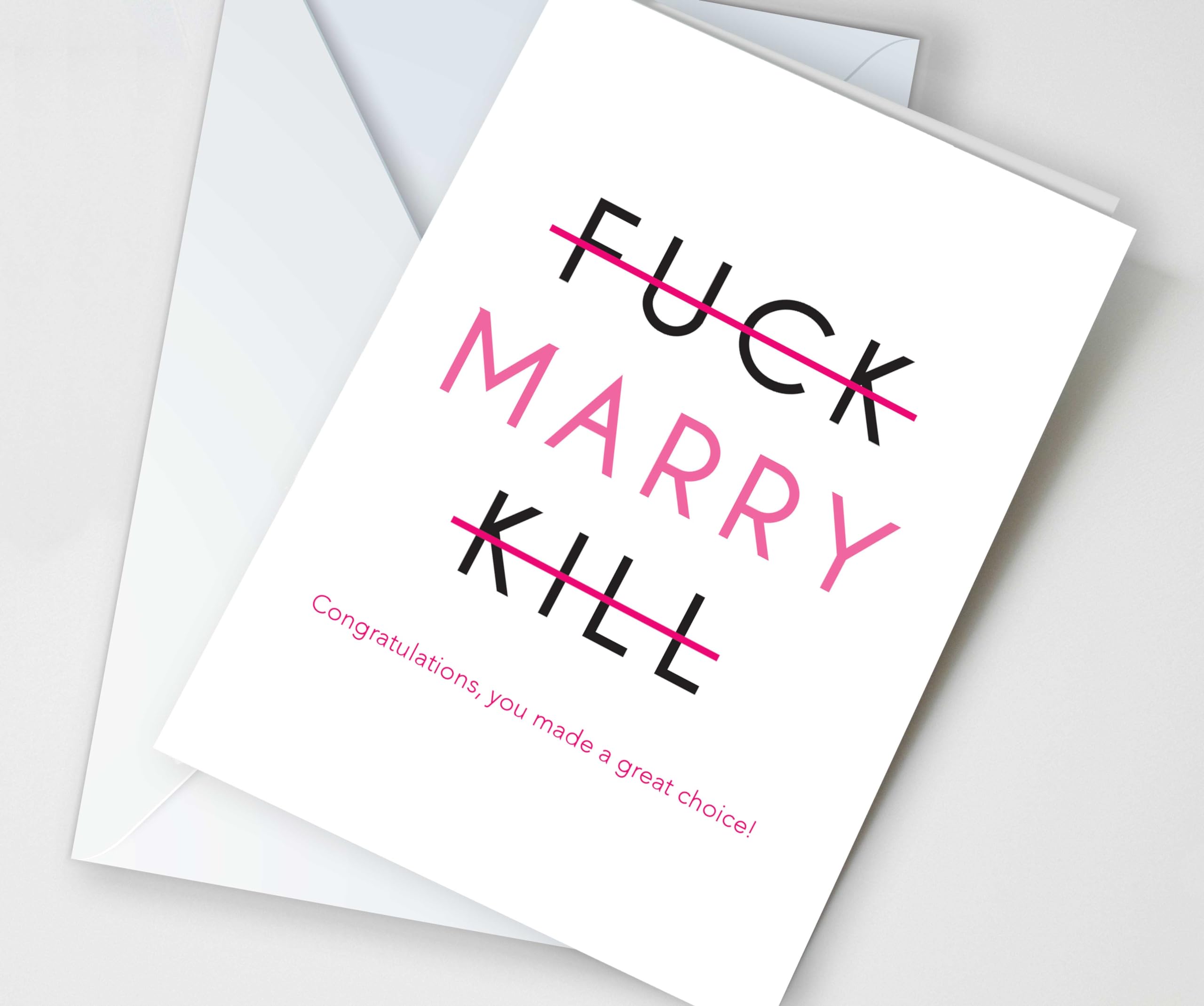 The Cardtel Funny Wedding Card for Couples Friends, Humor Congratulations Card For Newly Married or Engaged Couple, Wedding Gift For Bride, F Marry Kill Engagement Card For Newlyweds (F Marry K*ll)