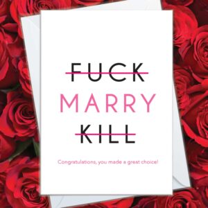 The Cardtel Funny Wedding Card for Couples Friends, Humor Congratulations Card For Newly Married or Engaged Couple, Wedding Gift For Bride, F Marry Kill Engagement Card For Newlyweds (F Marry K*ll)