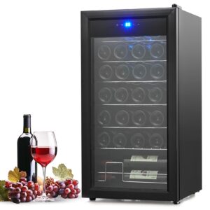 garvee 28 bottle compressor wine cooler refrigerator, large freestanding wine cellar for red, white, champagne or sparkling wine, temperature control 40-66°f wine cellar for home, office, bar