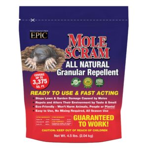 epic repellents mole scram all natural granular repellent - all-natural, animal, people and pet safe granule from (4.5 lb bag)