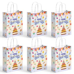 johouse 24pcs happy birthday paper bags, 5.5" x 2.8" x 8" gift bags with handles party favor bags birthday goodie bags for birthday party gifts