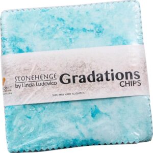 linda ludovico stonehenge gradations ii peacock chips 42 5-inch squares charm pack northcott, assorted, cgrad42-66