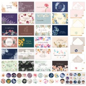 decorably assorted cards with envelopes & stickers - 24 pack assorted sympathy cards with envelopes, printed message inside sympathy cards assortment box with envelopes, 6x4in pack of sympathy cards