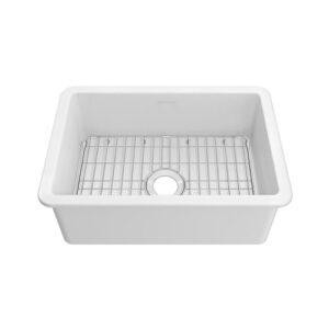 whitehaus collection undermount/drop-in fireclay kitchen sinks, stainless steel grid included