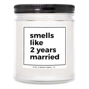 younique designs 2 year anniversary candle - 2nd wedding anniversary for her, him - 2nd wedding anniversary candle for wife, husband - two year anniversary ideas (mahogany teakwood)