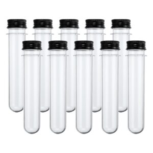 patikil 40ml test tubes, 10pcs 5.51x0.98" plastic clear round bottom test tube containers with caps for bead party candy bath salt storage scientific experiment plant propagation, black