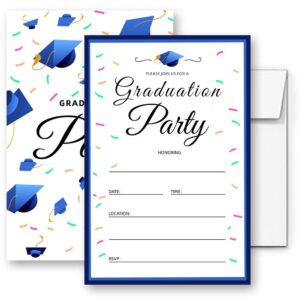 loahak graduation invitations blue with envelopes grad celebration announcement cards 20 pack (003) (grad(077))