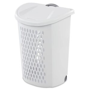 akaccc wheeled hamper plastic, white, large