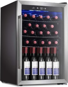 antarctic star wine cooler/cabinet refrigerator fridge, 36 bottle freestanding wine chiller with stainless steel, double-layer glass door touch screen for home office/bar,4.4cu.ft.