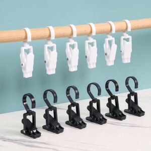 laundry hooks clip,6 pack home travel hat clips,zaawuut rotating hanging clothespin for bathroom wardrobe office (black)