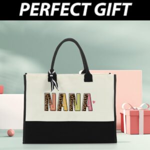 Nana Gifts Tote Bag Grandma Gifts Beach Bag Gift for Grandmother Retirement Birthday Mothers Day Thank You Gifts for Women Nana Mamaw First Time Grandma Gigi Mimi Gaga Canvas Travel Shopping Bag