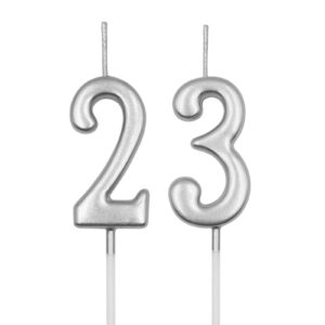 23rd & 32nd birthday candles, silver number 23 32 candle for cake, happy birthday cake topper decoration for birthday anniversary celebration party supplies