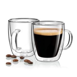 bivvclaz espresso cups set of 2, 2.7 ounces double wall glass espresso cups, insulated espresso shots cup, clear espresso shot glass for espresso accessories, suit for espresso machine