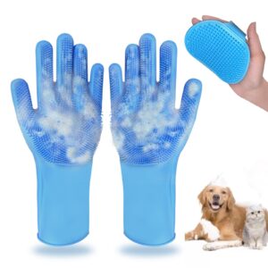 idqquqq 2pcs dog washing gloves and dog bath brush, 2-in-1 pet shower set | suitable for dogs, cats, bath massage, and pet grooming