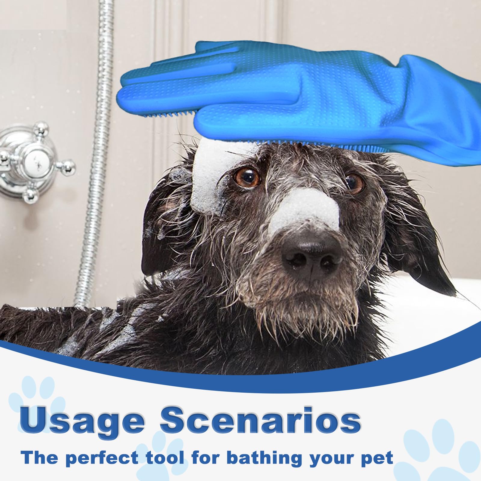 IDQQUQQ 2pcs dog washing gloves and dog bath brush, 2-in-1 pet shower set | Suitable for dogs, cats, bath massage, and pet grooming