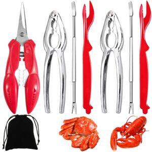 artcom 8 piece seafood tools set - 2 crab crackers, 2 lobster shellers, 2 crab forks, 1 seafood scissors and 1 storage bag