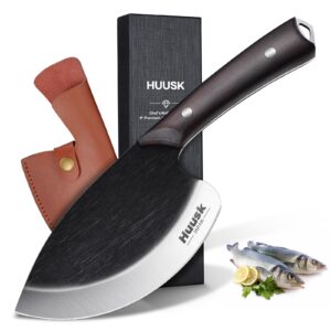 huusk fish knife 5.7" tuna knife fillet fish knives sharp fish cutting knife seafood market slaughter fish special knife meat cleaver gift for dad