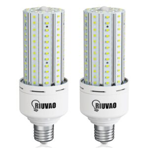 riuvao motion sensor light bulbs 60w（500w equivalent e26 5000k, motion activated dusk to dawn led corn light bulb for porch basement garage, sensing and always-on two working mode selection