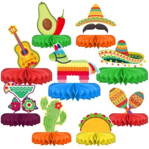 fiesta party decorations - authentic mexican themed honeycomb centerpiece for cinco de mayo, taco parties, birthdays & day of the dead celebrations